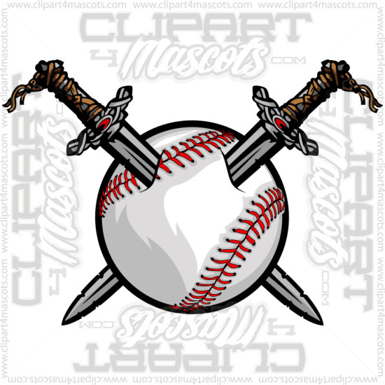 Baseball Viking Sword Clip Art Image. Vector or Jpg Formats.