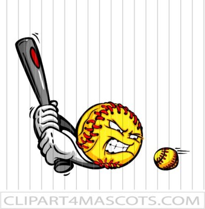 Fastpitch Softball Cartoon - Vector Softball Clipart | AI EPS JPG PNG