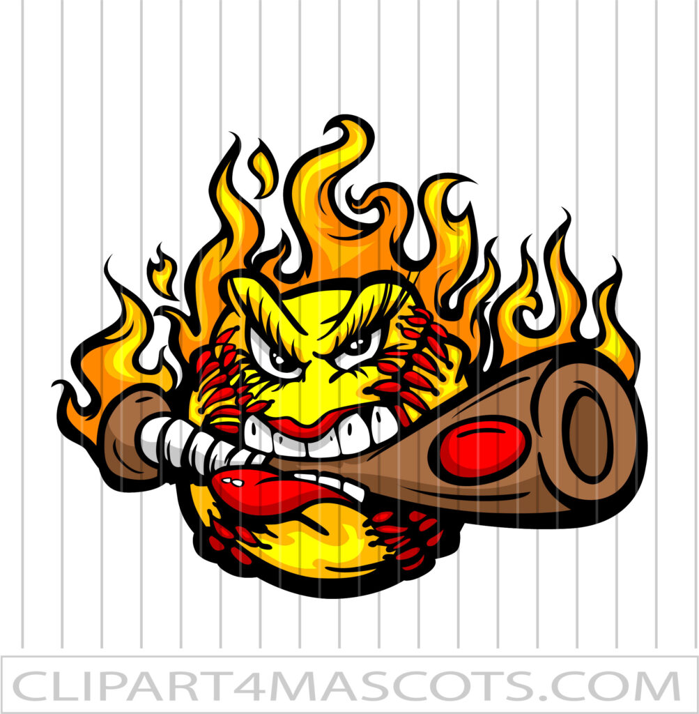 Flaming Softball Clip Art | Vector Format | JPG EPS PNG AI